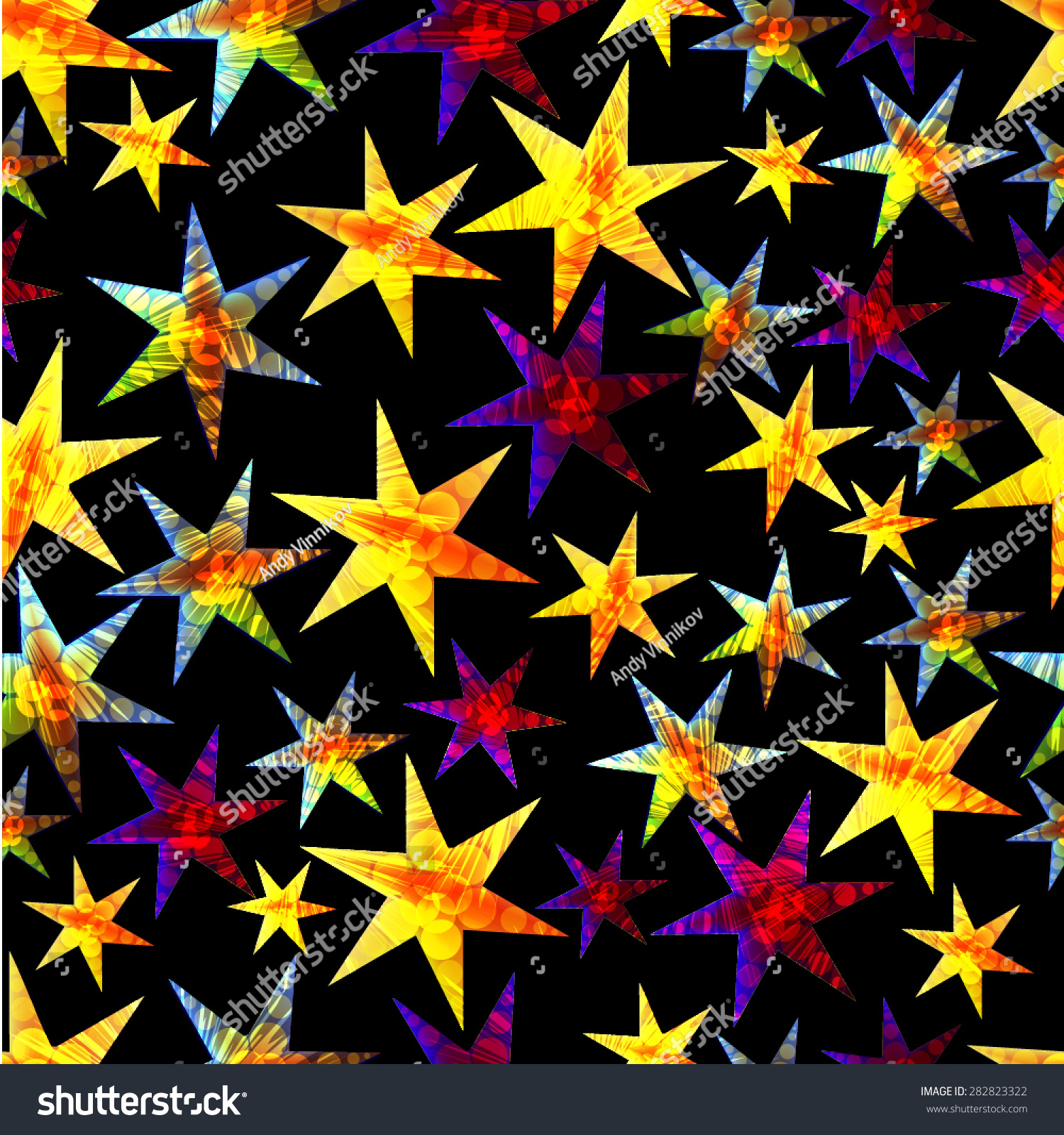 Seamless Pattern Abstract Black Background Stars Stock Vector (Royalty ...