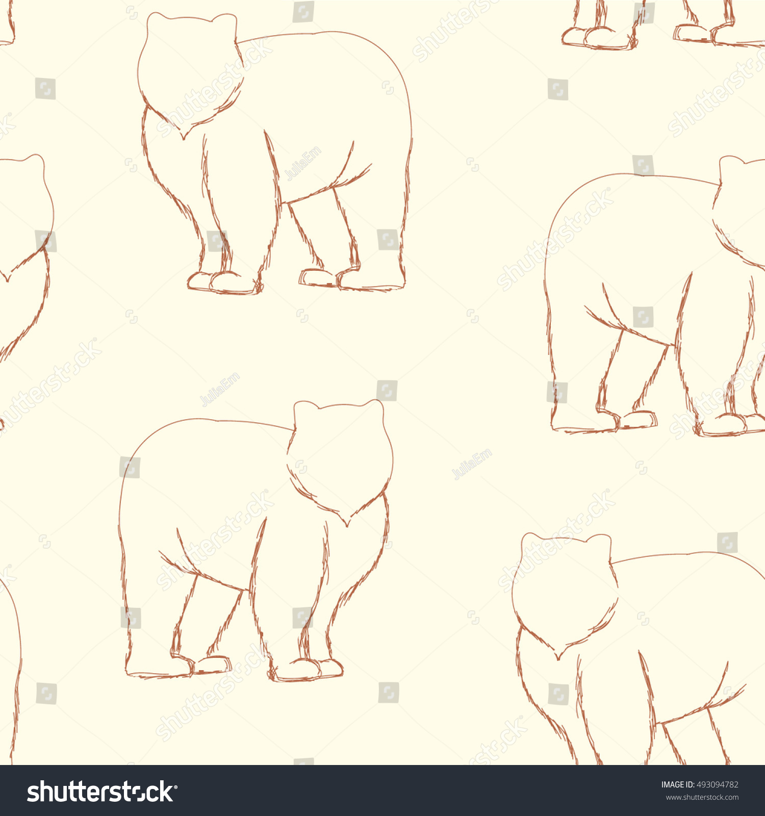 Seamless Pattern Bear Outline Bear Pattern Stock Vector (Royalty Free ...