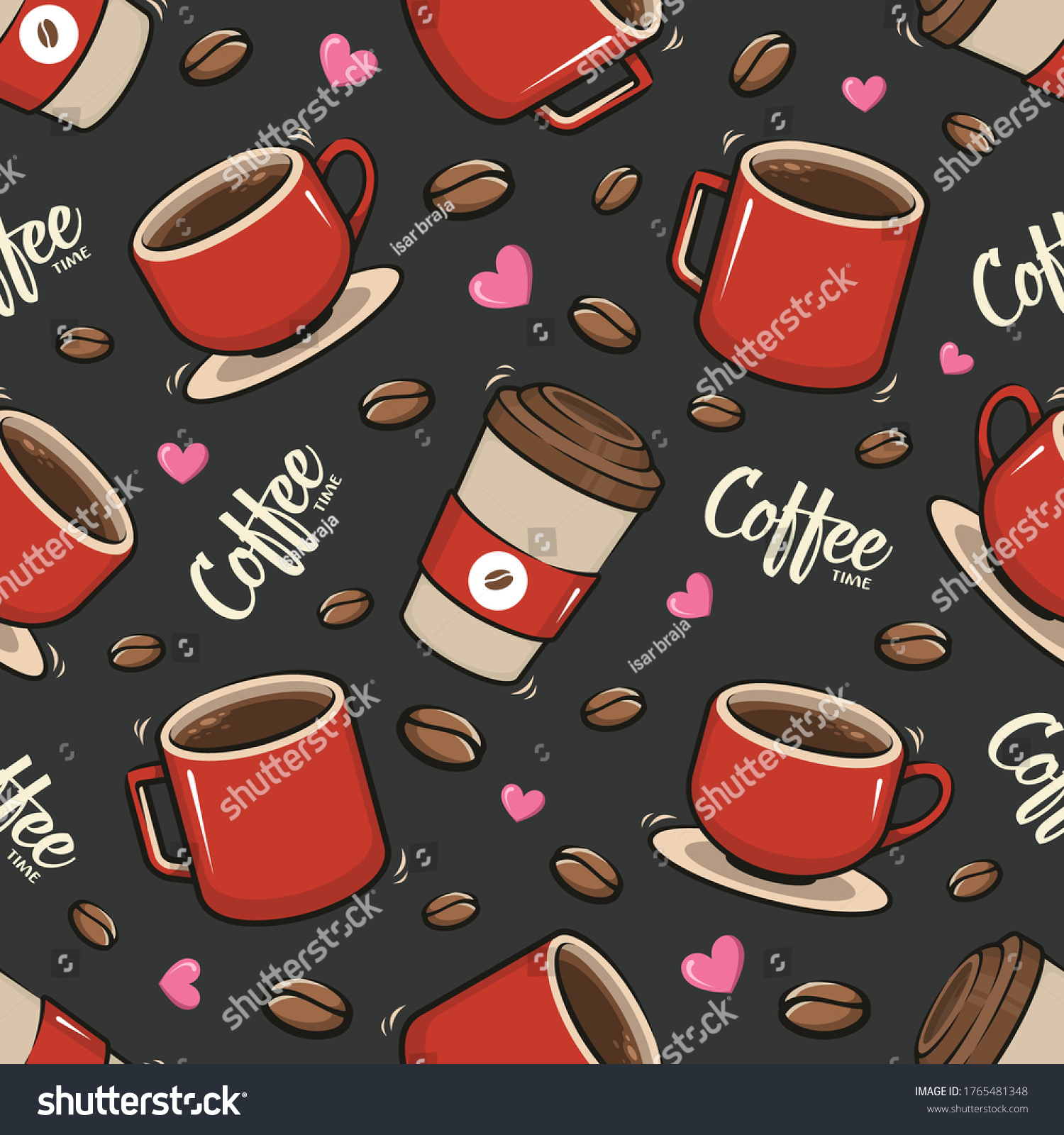 Seamless Pattern Coffee Cartoon Illustration Stock Vector (Royalty Free ...