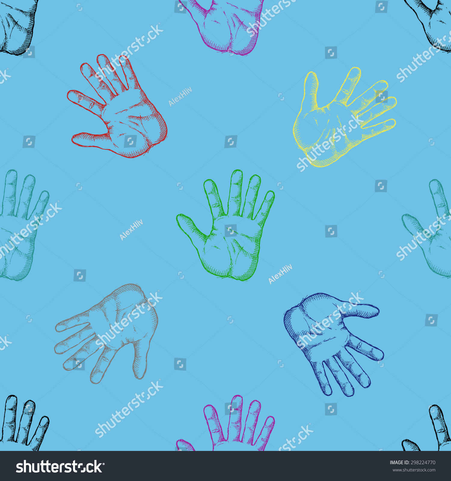 Seamless Pattern Color Hand Print Vector Stock Vector (Royalty Free ...