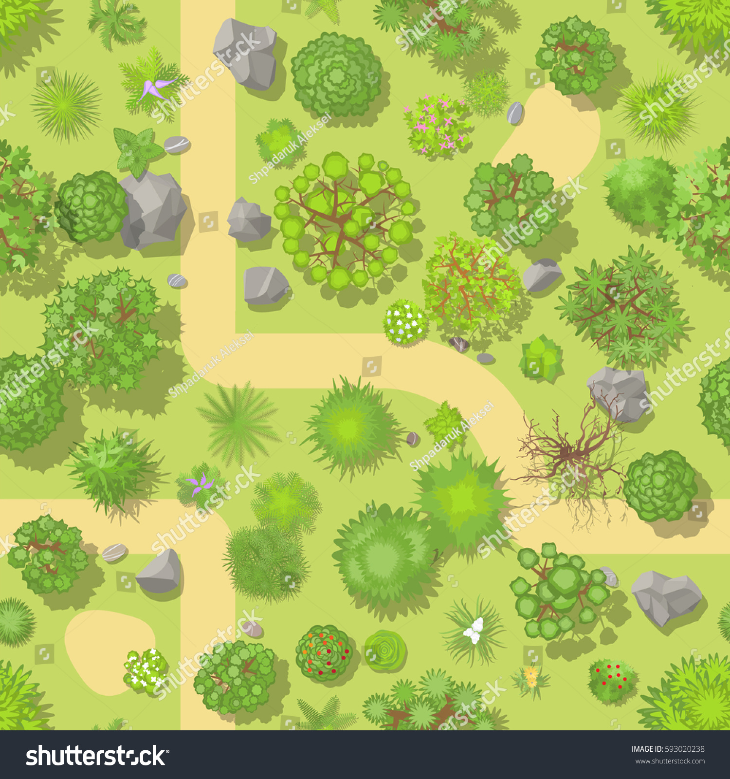 Seamless Pattern Forest Top View Park Stock Vector (Royalty Free ...
