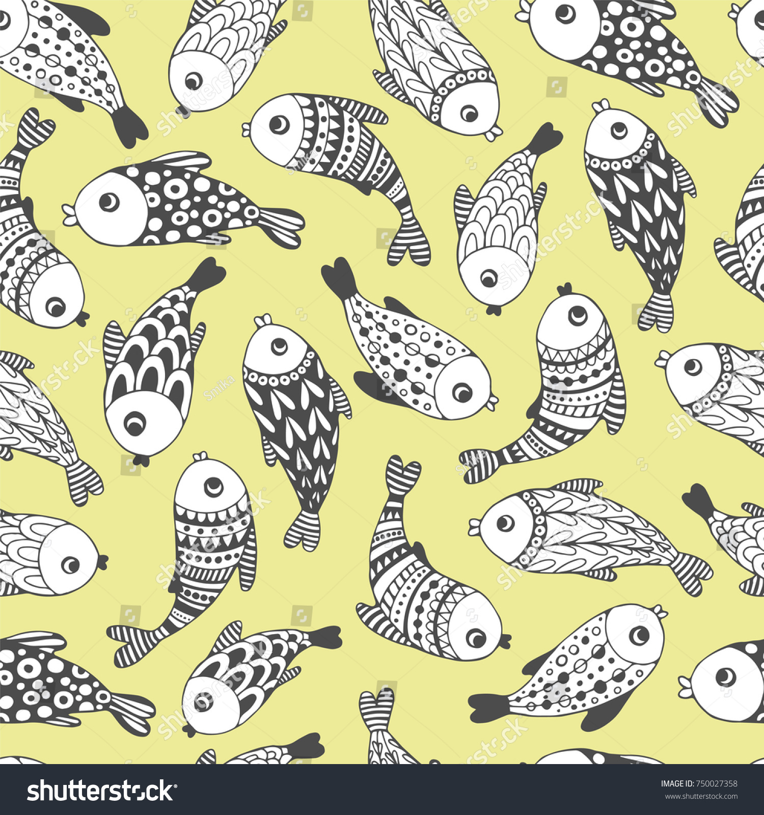 Seamless Pattern Cartoon Fish Vector Illustratoin Stock Vector (Royalty ...