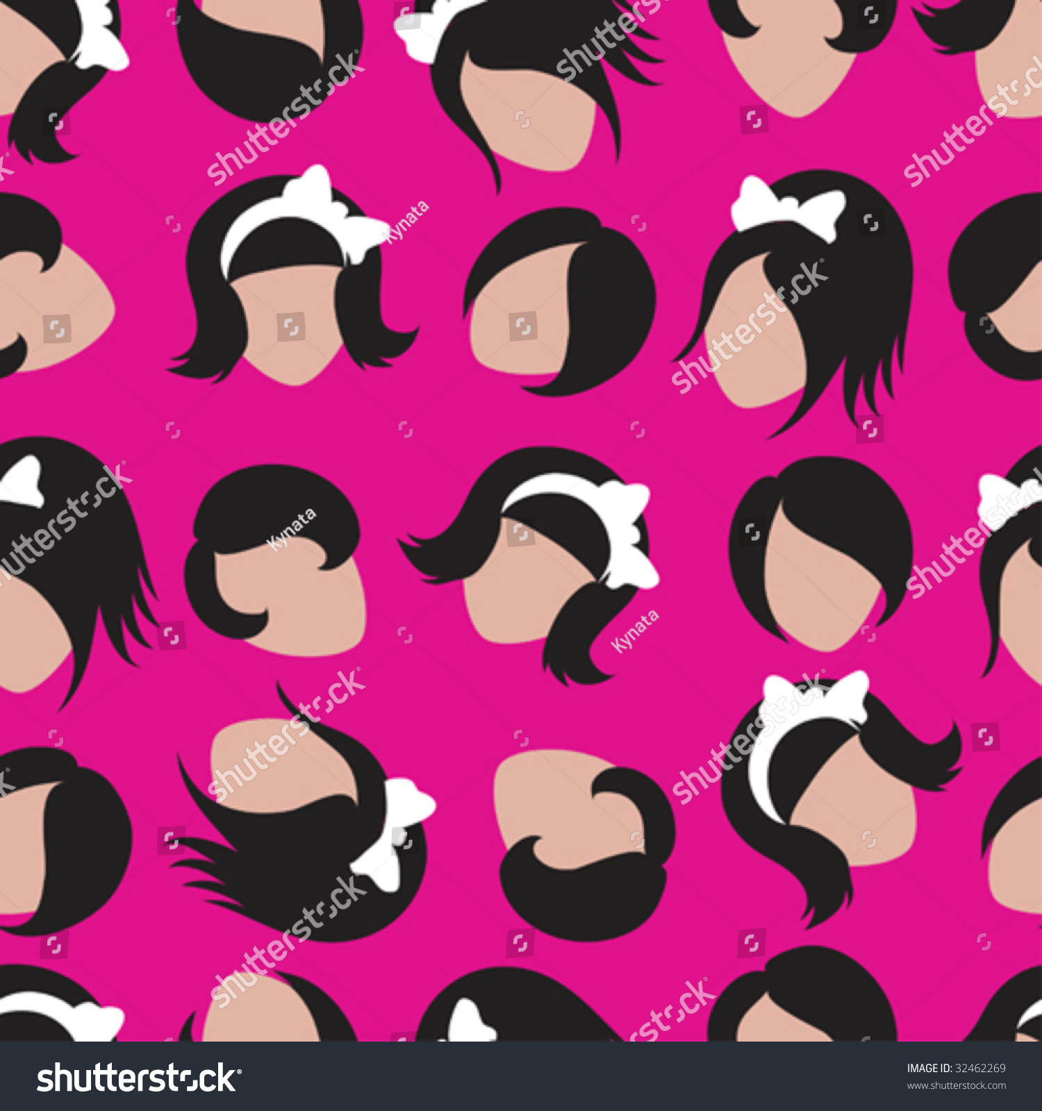 Seamless Pattern From Cute Emo Faces On Pink Background Stock Vector ...