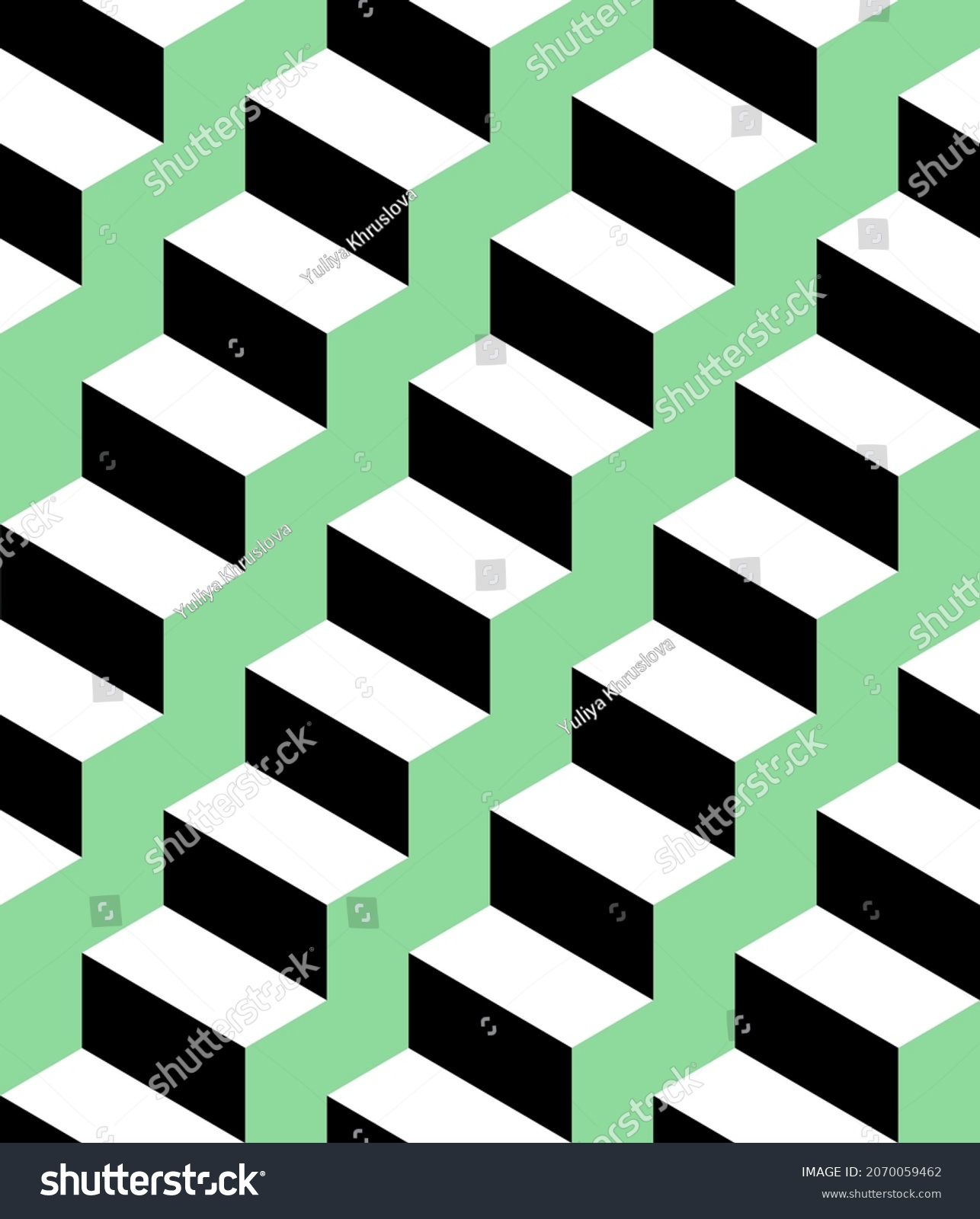 Seamless Pattern Isometric Staircase Optical Illusion Stock Vector ...
