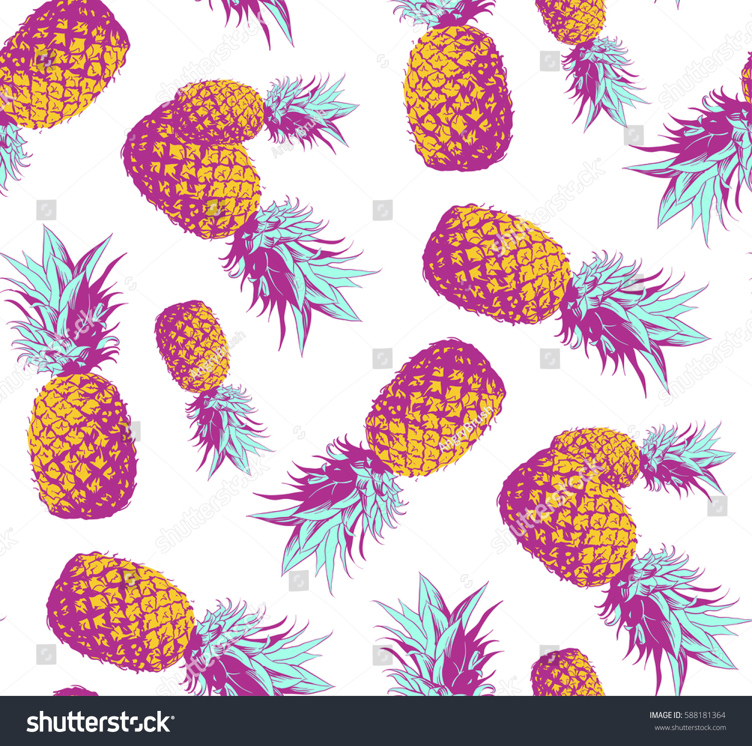 Seamless Pattern Pineapple Background Vector Illustration Stock Vector ...