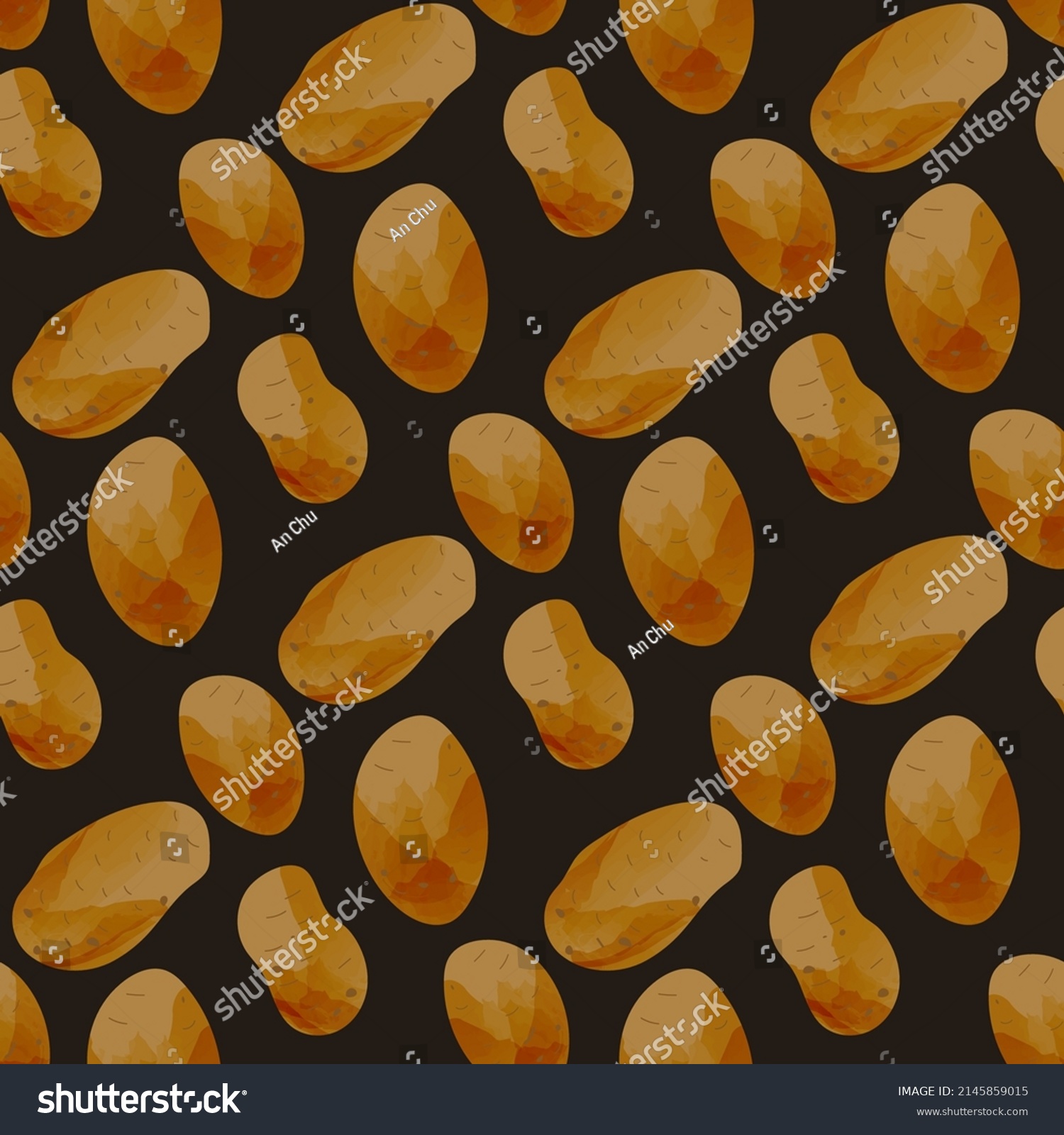 Seamless Pattern Potatoes Vector Illustration Isolated Stock Vector ...