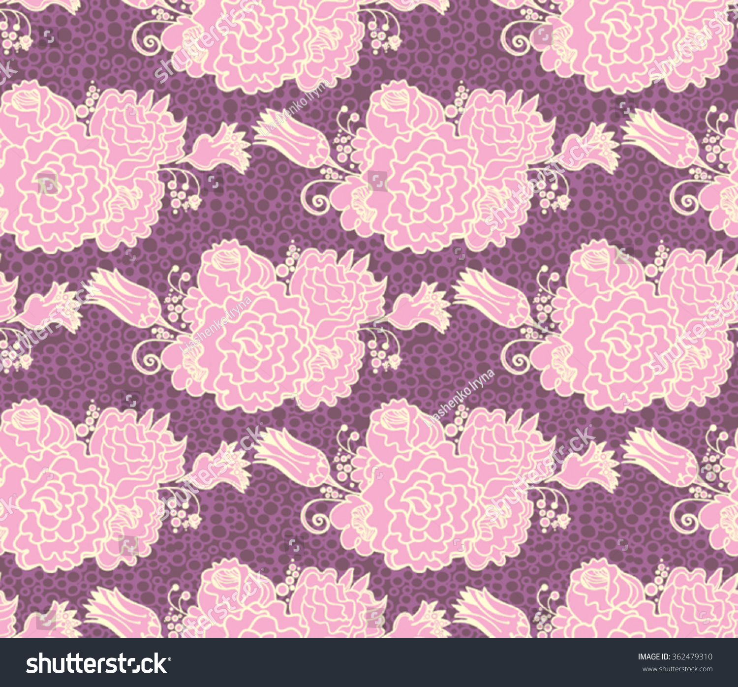 Seamless Pattern Purple Violet Floral. Stock Vector Illustration ...
