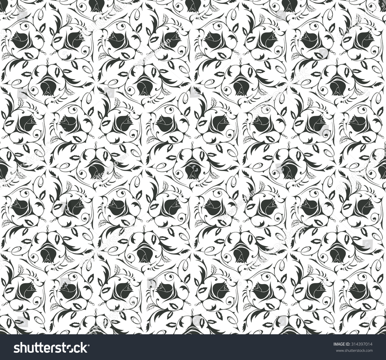 Seamless Pattern Rose Thorns Isolated On Stock Vector (Royalty Free ...