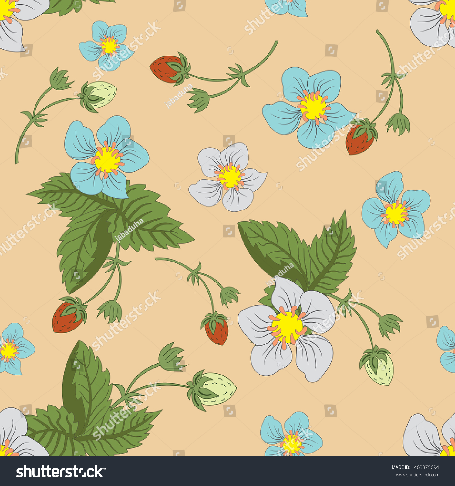 Seamless Pattern Strawberry Leaf Vector Pantone Stock Vector (Royalty ...