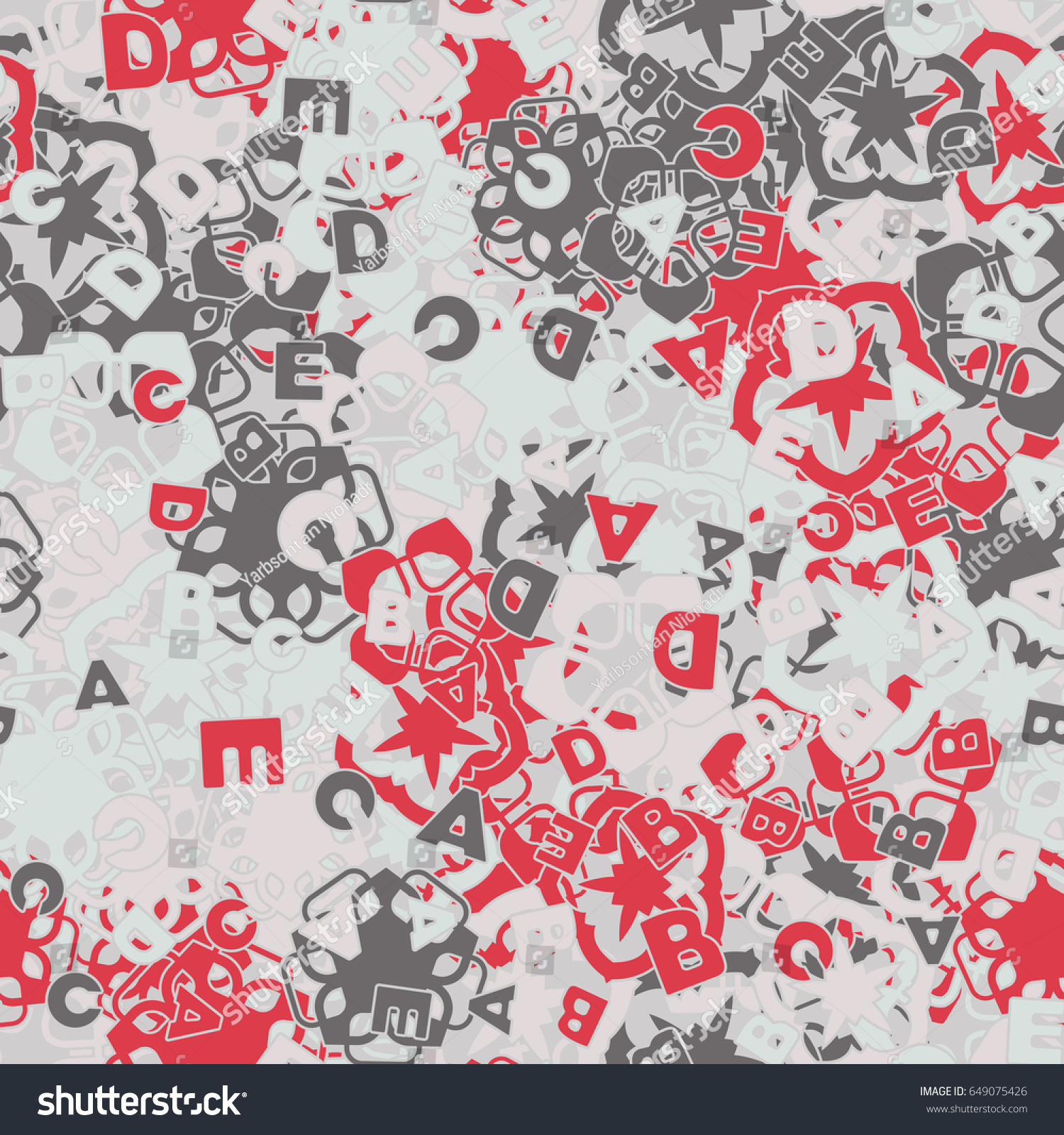 Seamless Pattern Letters Abcde Located Randomly Stock Vector (Royalty ...