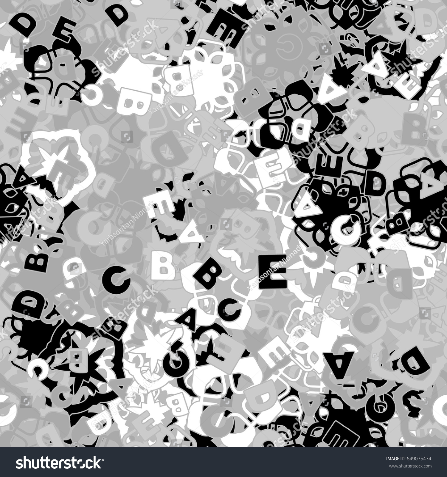 Seamless Pattern Letters Abcde Located Randomly Stock Vector (Royalty ...