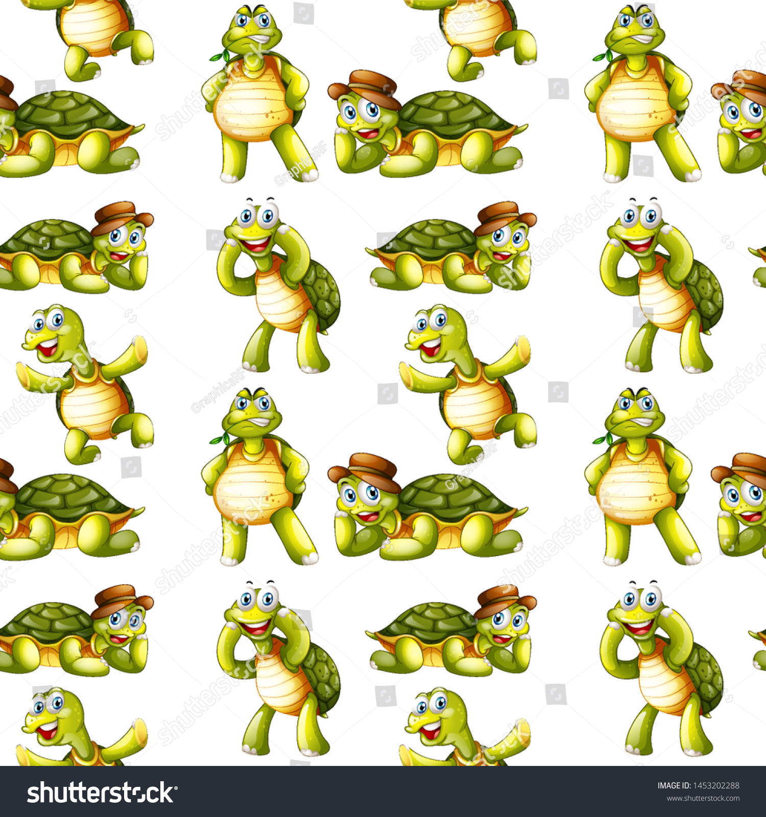 Seamless Pattern Tile Cartoon Turtle Illustration Stock Vector (Royalty ...