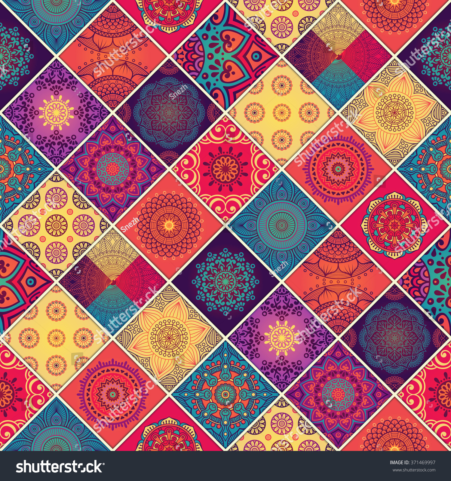 Seamless Pattern Vintage Decorative Elements Oriental Stock Vector ...