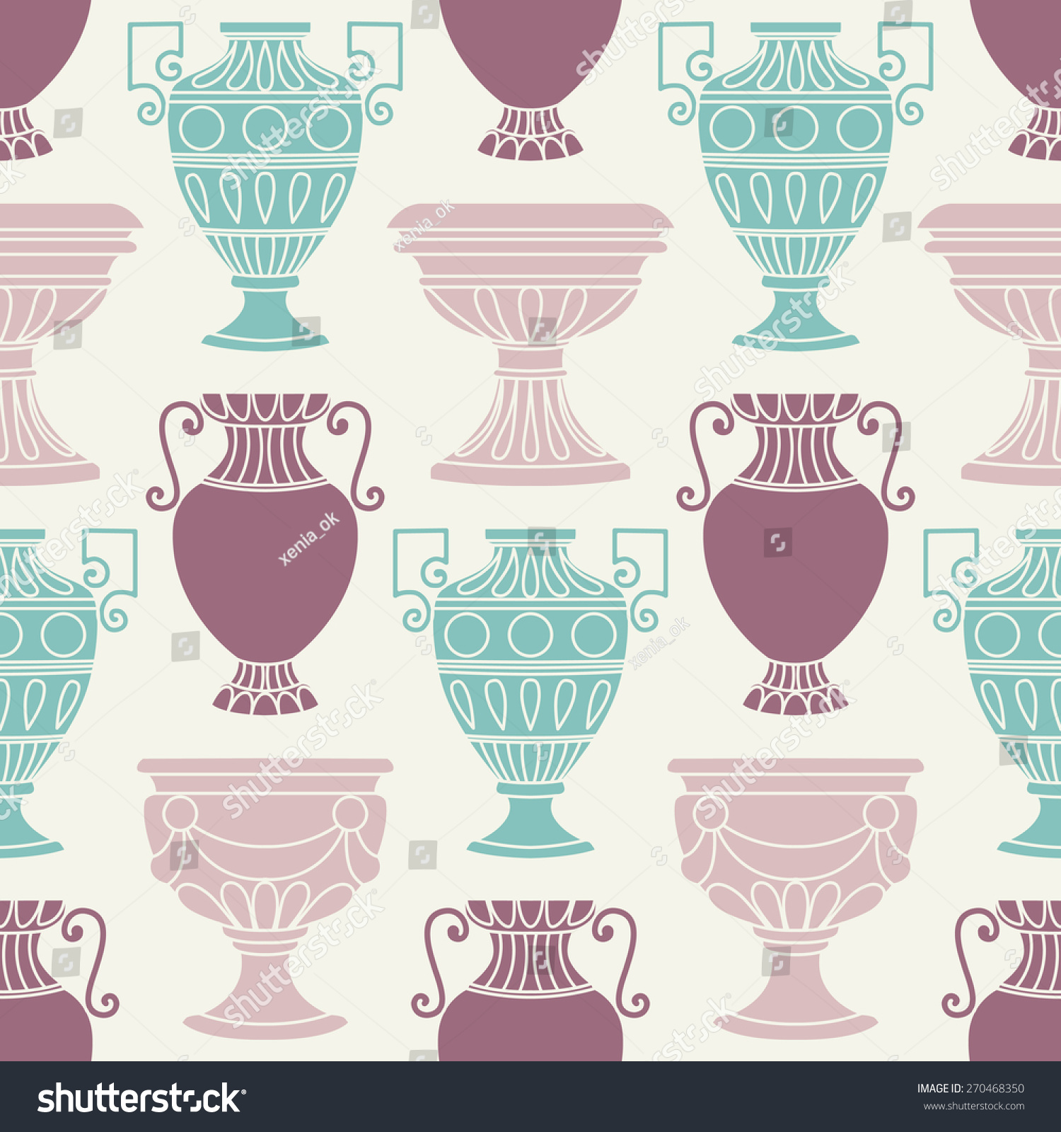 Seamless Pattern Antique Vases Stock Vector (Royalty Free) 270468350 ...