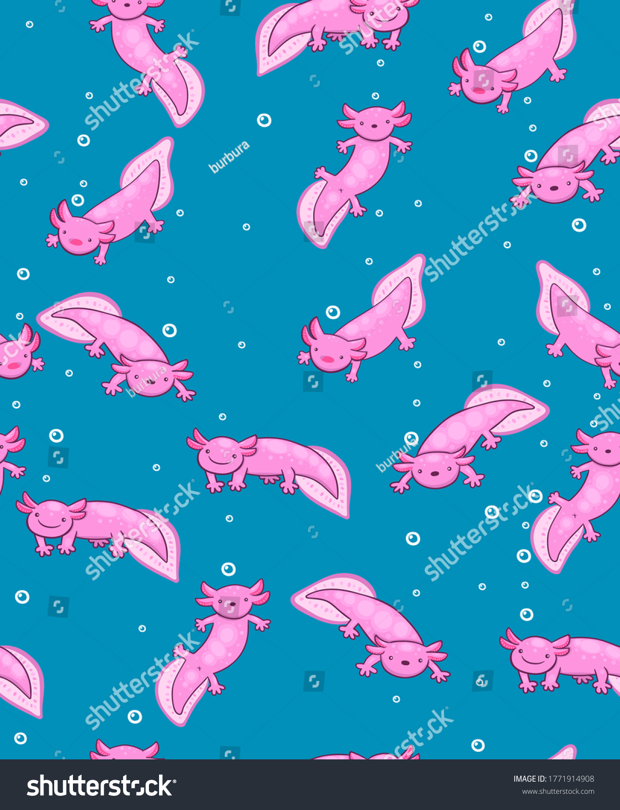 Seamless Pattern Axolotl Bubbles Vector Graphics Stock Vector (Royalty ...