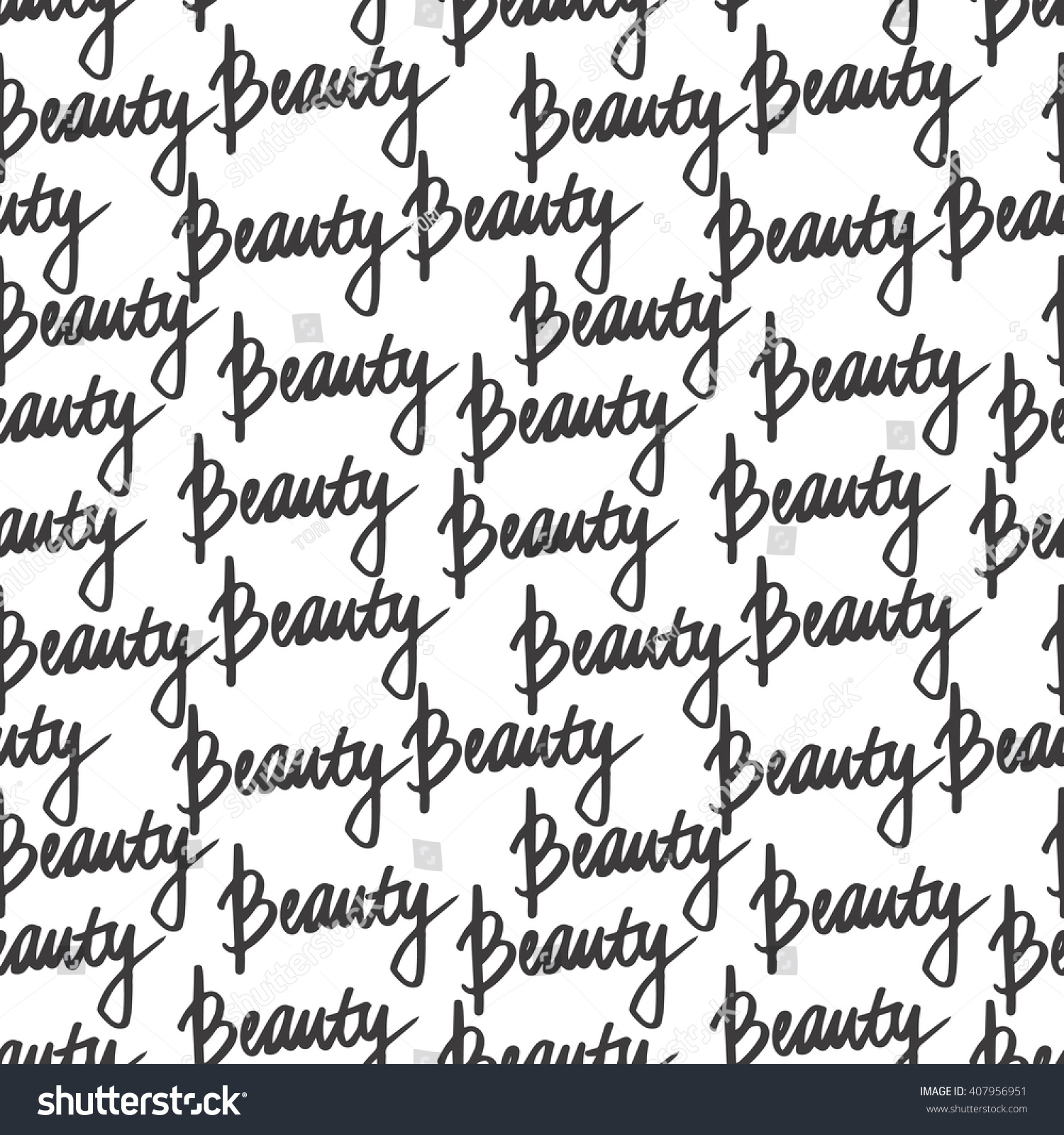Seamless Pattern Beauty Words Lettering Background Stock Vector ...