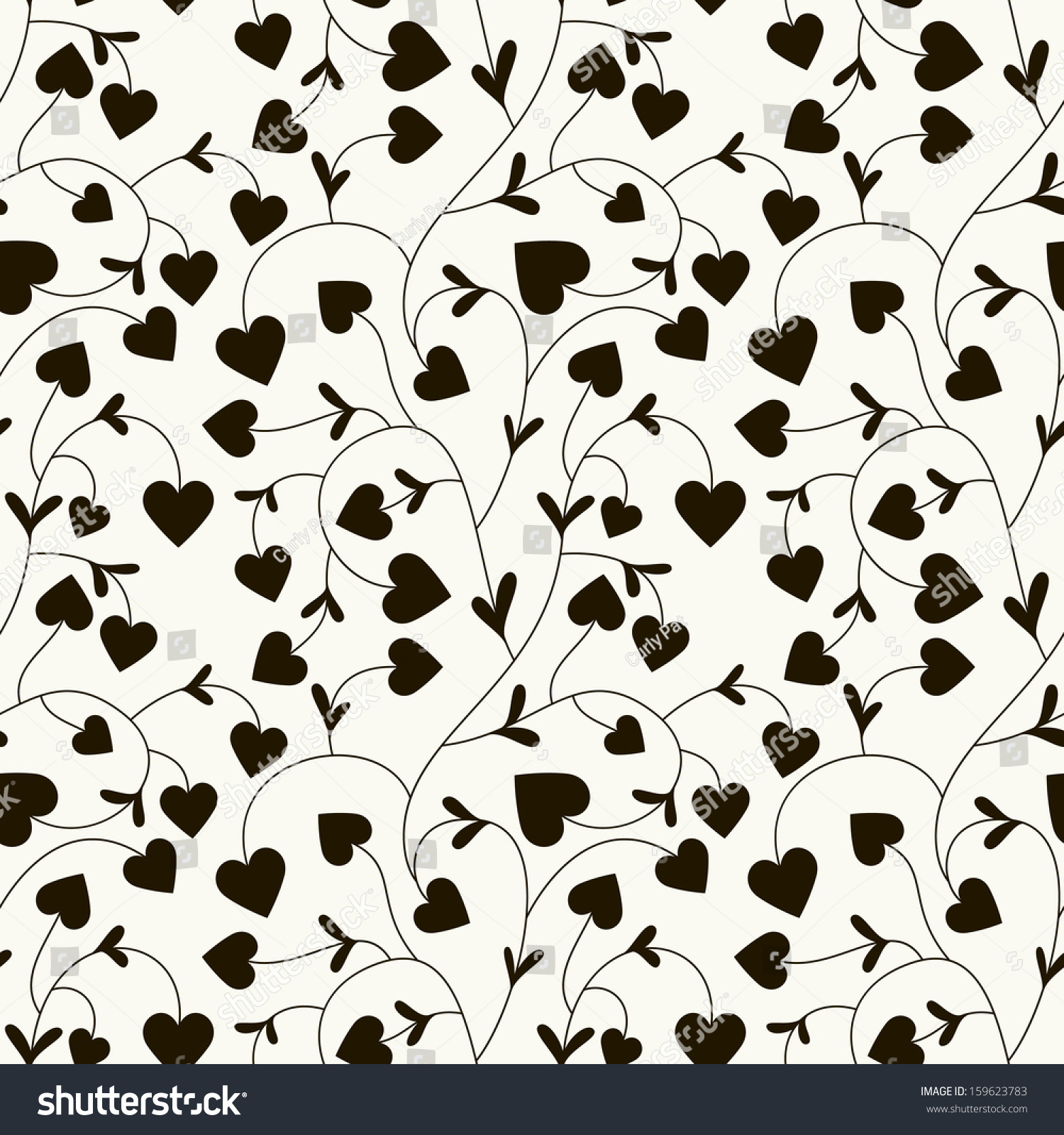 Seamless Pattern Branches Hearts Romantic Texture Stock Vector (Royalty ...