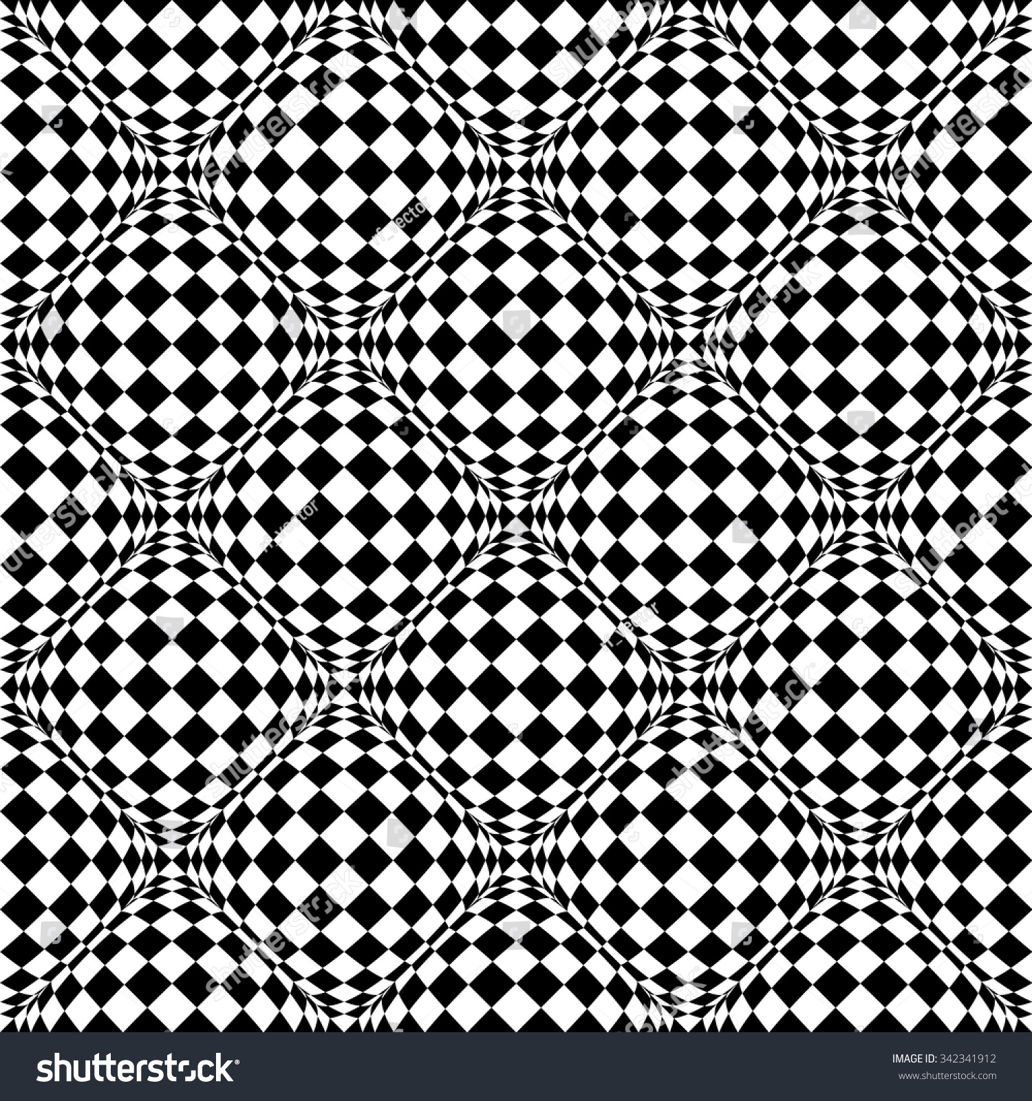 Seamless Pattern Bulging Distortion On Checkered: vector de stock (libre de regalías) 342341912 ...