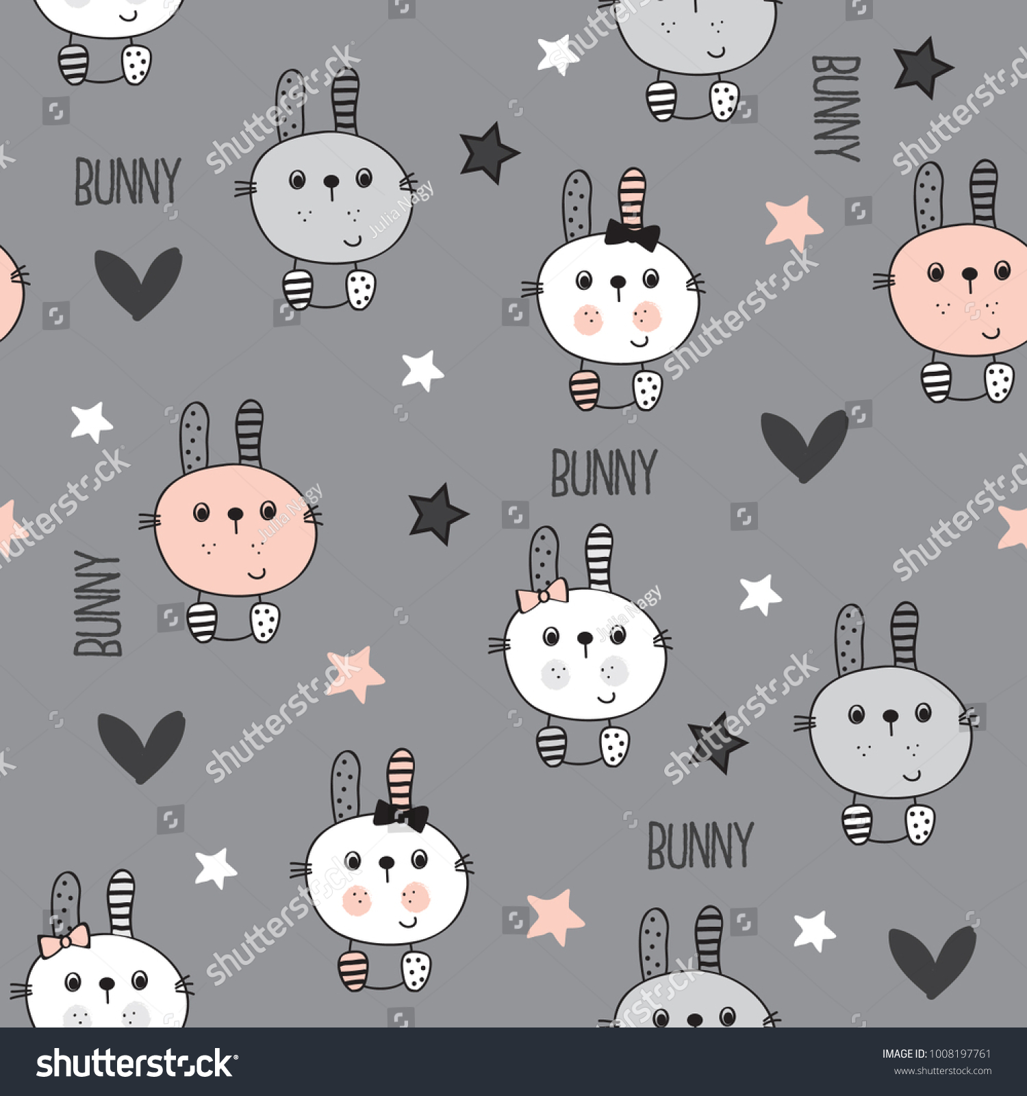 Seamless Pattern Bunny Vector Illustration Stock Vector (Royalty Free ...