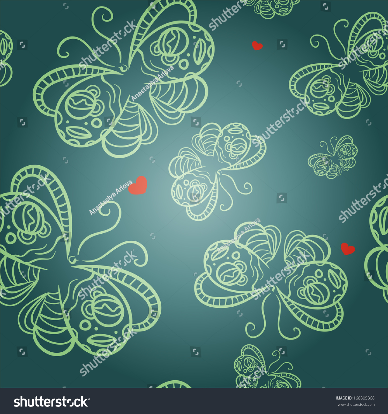 Seamless Pattern Butterfly Heart Vector Stock Vector (Royalty Free ...