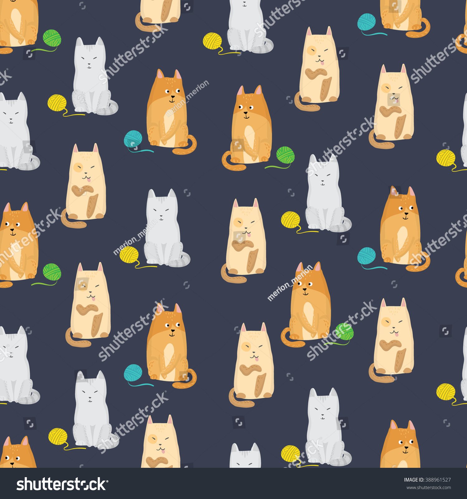 Seamless Pattern Cats Clews Vector Illustration Stock Vector (Royalty ...
