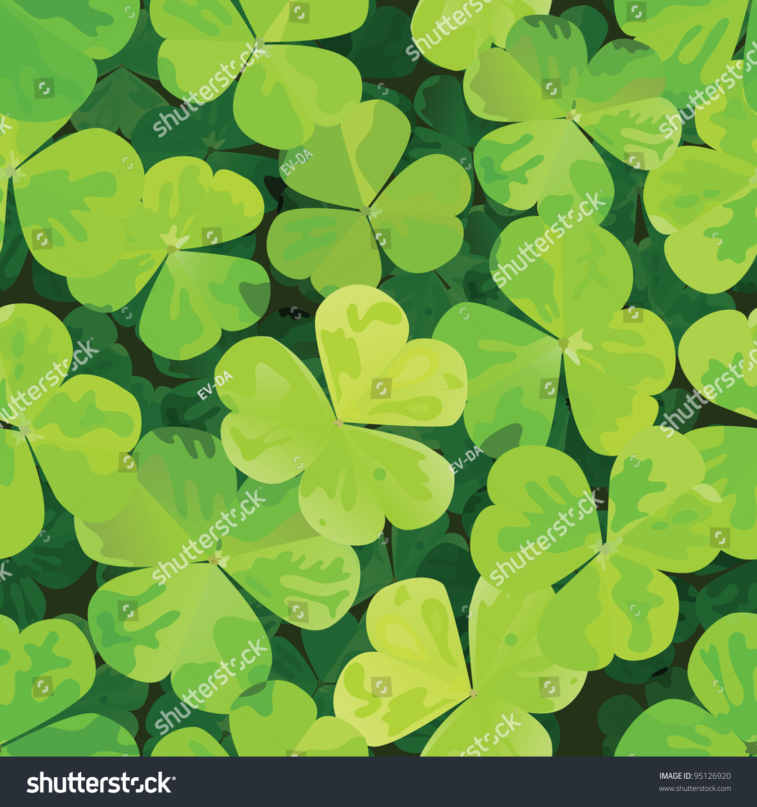 Seamless Pattern Clover Leaves Eps8 Vector Stock Vector 95126920 ...