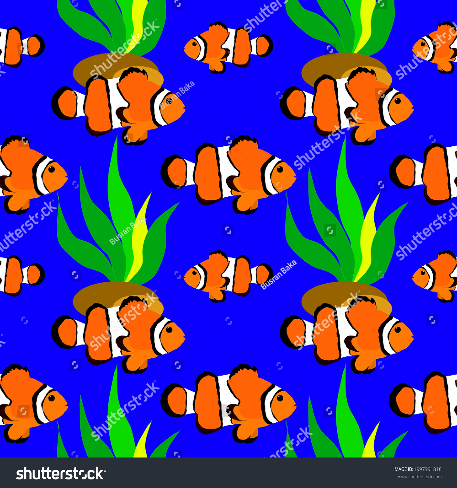Seamless Pattern Clownfish Vector Illustration Stock Vector (Royalty ...
