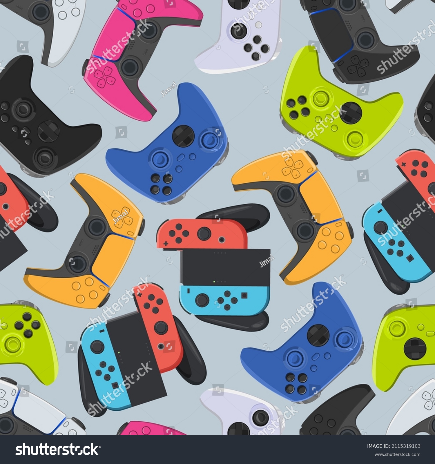 Seamless Pattern Colorful Gamepads Vector Pattern Stock Vector (Royalty ...
