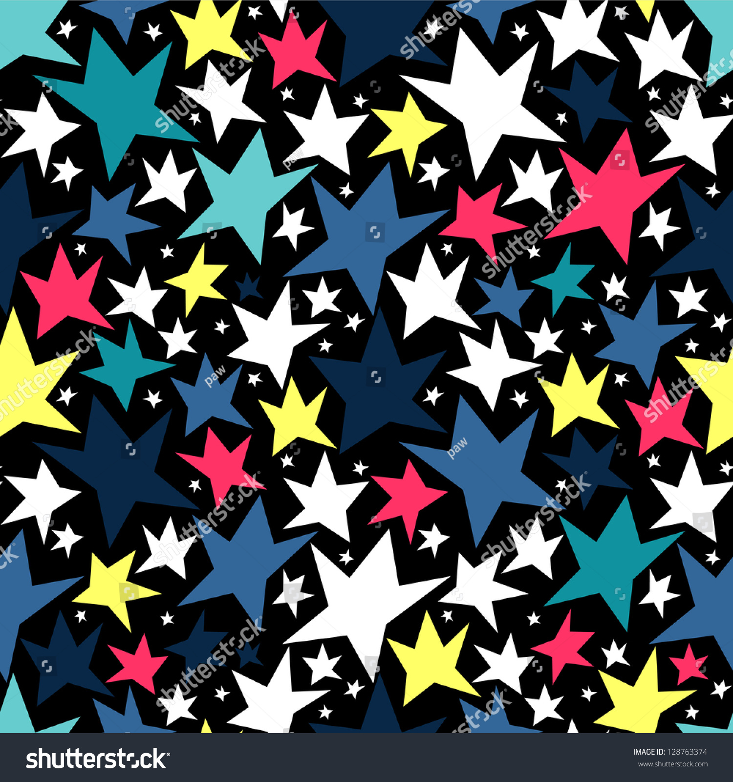 Seamless Pattern Colorful Stars Stock Vector (Royalty Free) 128763374
