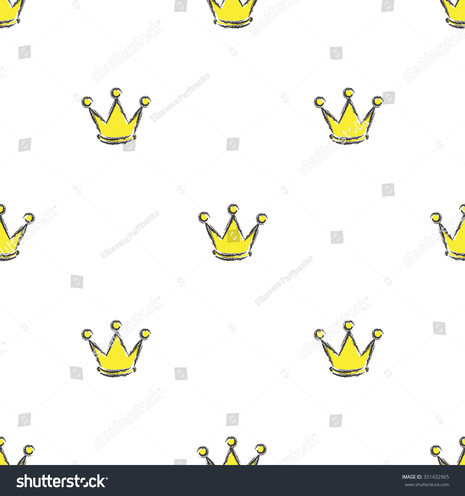 Seamless Pattern Crowns On White Background Stock Vector (Royalty Free ...