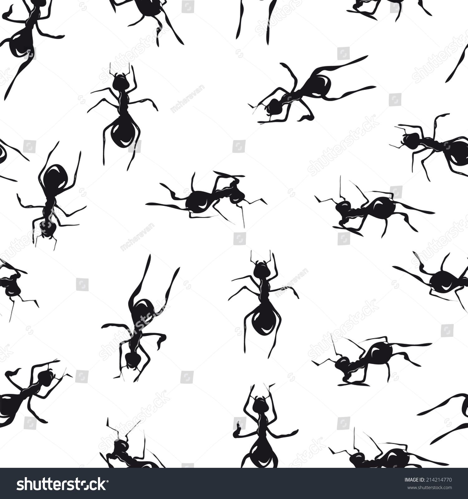 Seamless Pattern Cute Black Ants White Stock Vector (Royalty Free ...