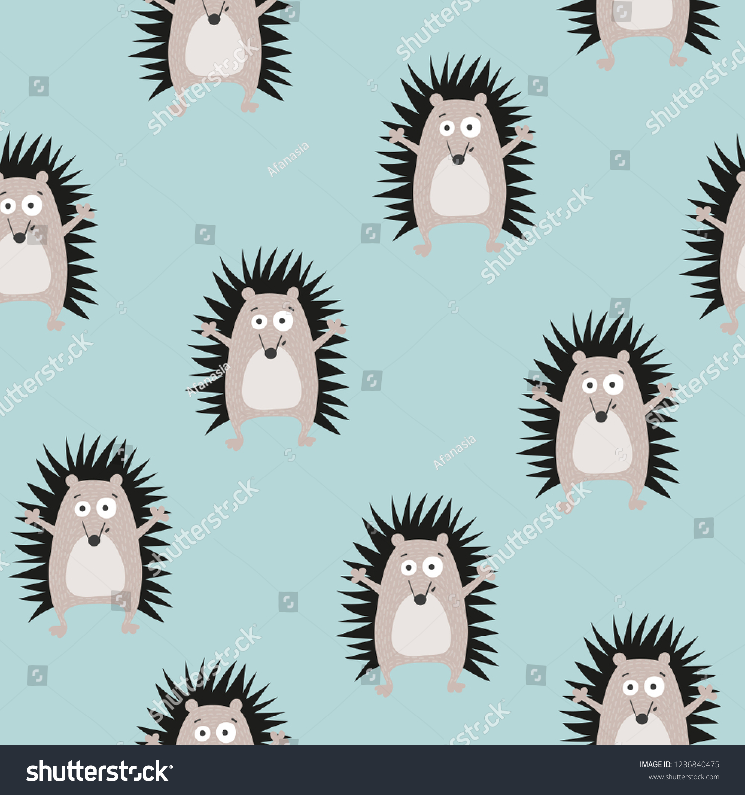 Seamless Pattern Cute Hedgehogs Vector Background Stock Vector (Royalty ...