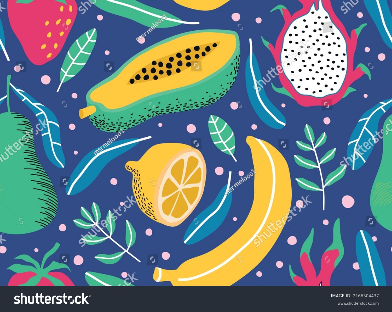Seamless Pattern Cute Summer Fruit Background Stock Vector (Royalty ...