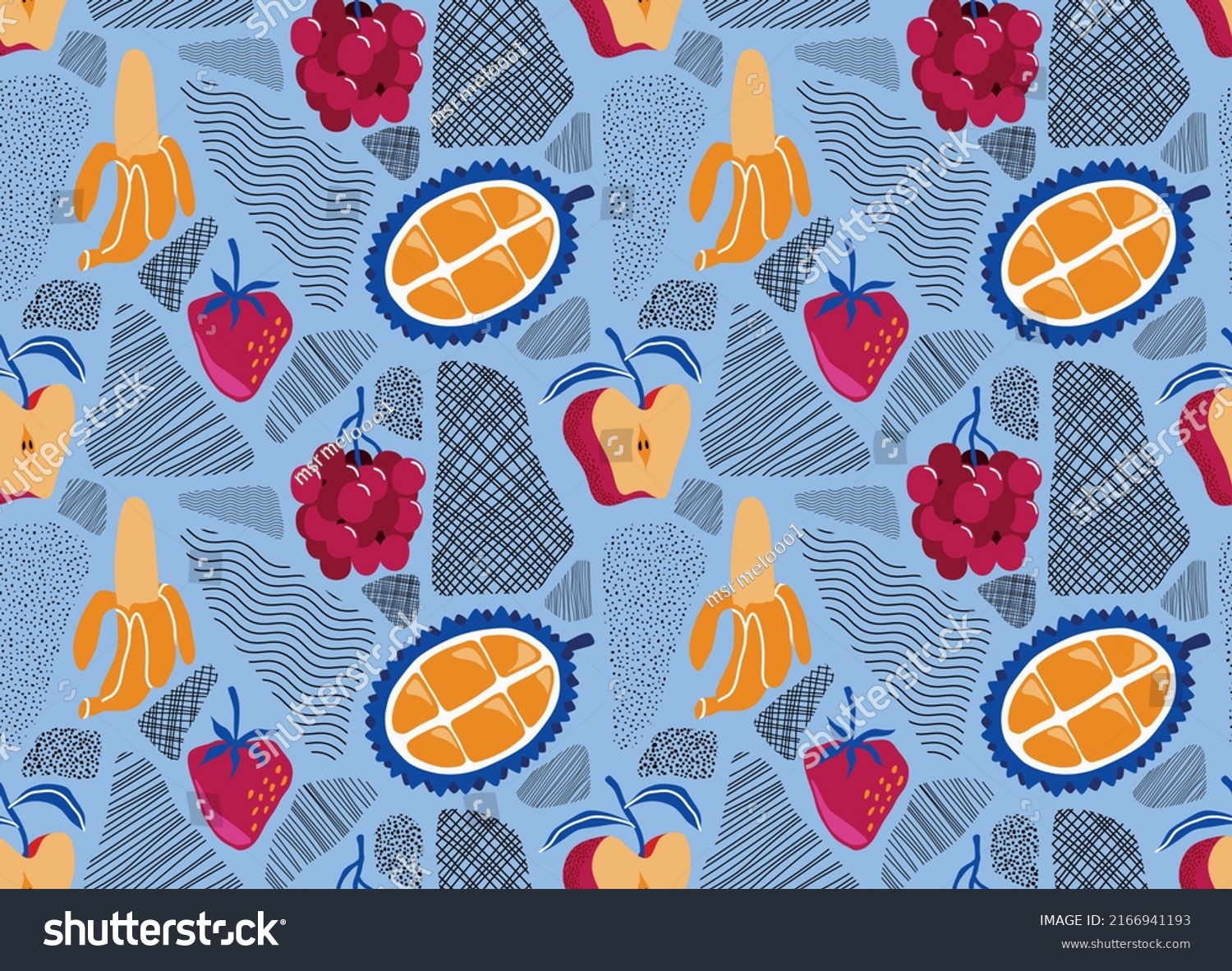 Seamless Pattern Cute Summer Fruit Background Stock Vector (Royalty ...