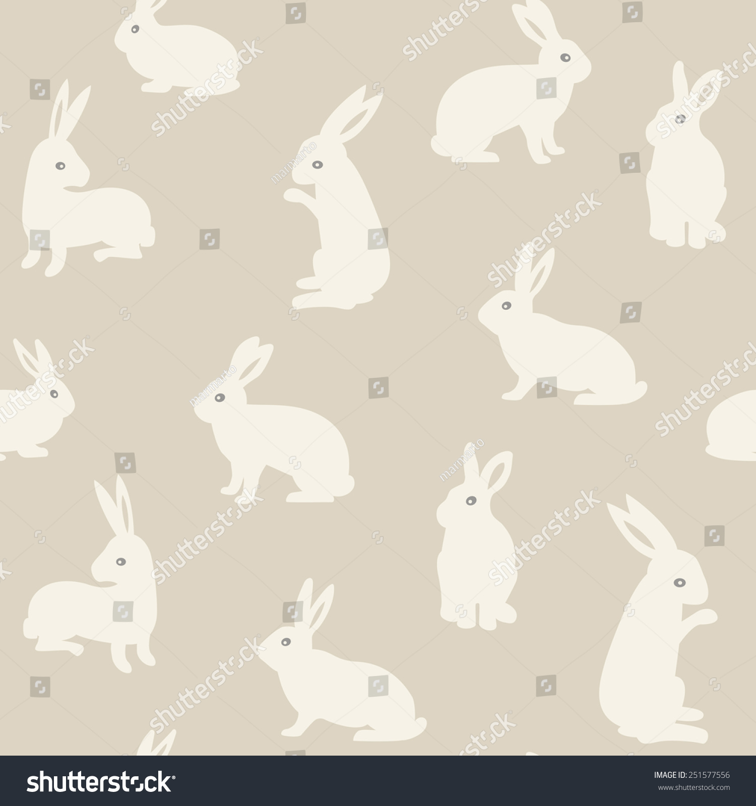 Seamless Pattern Cute White Rabbits Vector Stock Vector (Royalty Free ...