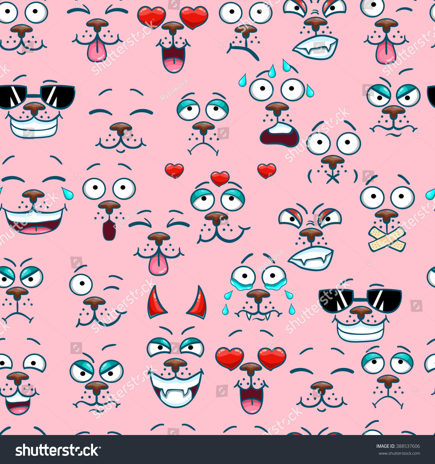 Seamless Pattern Different Emotions Vector Illustration Stock Vector ...