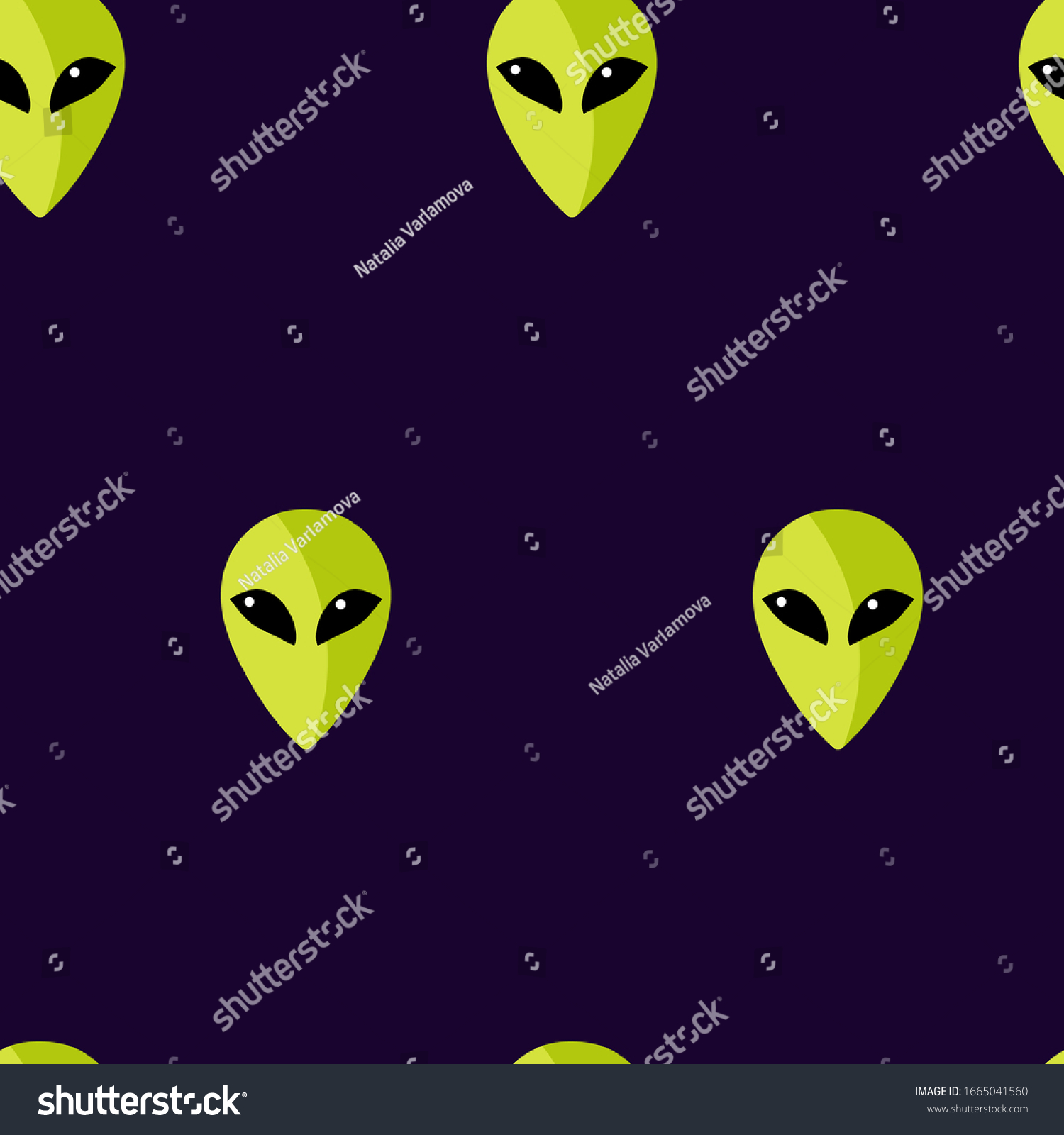 Seamless Pattern Extraterrestrial Alien Face Vector Stock Vector ...
