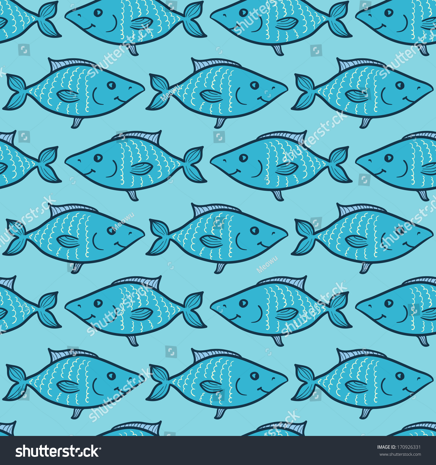 Seamless Pattern Fish Swimming Different Directions Stock Vector ...