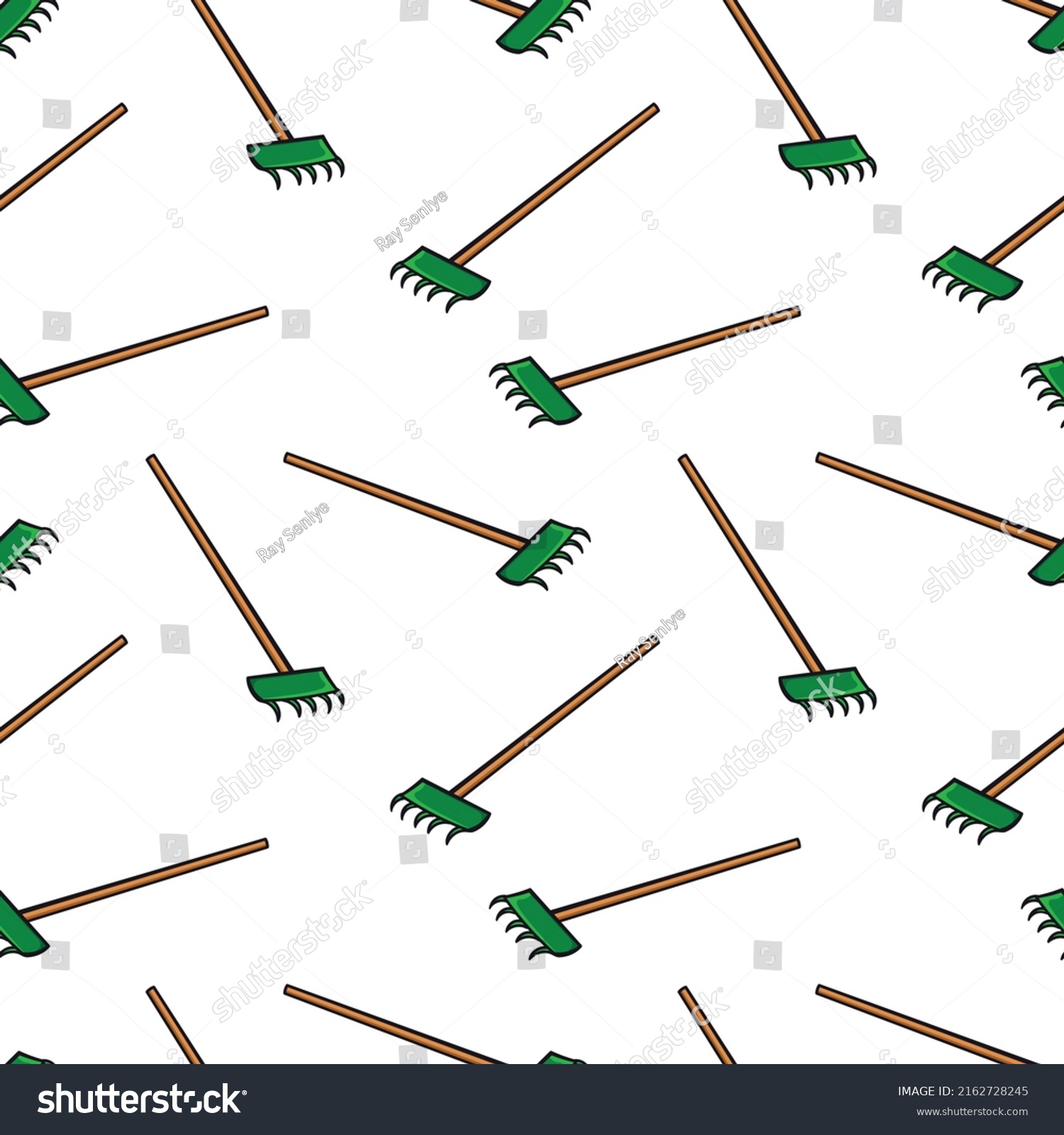 Seamless Pattern Garden Rake Doodle Outline Stock Vector (Royalty Free ...