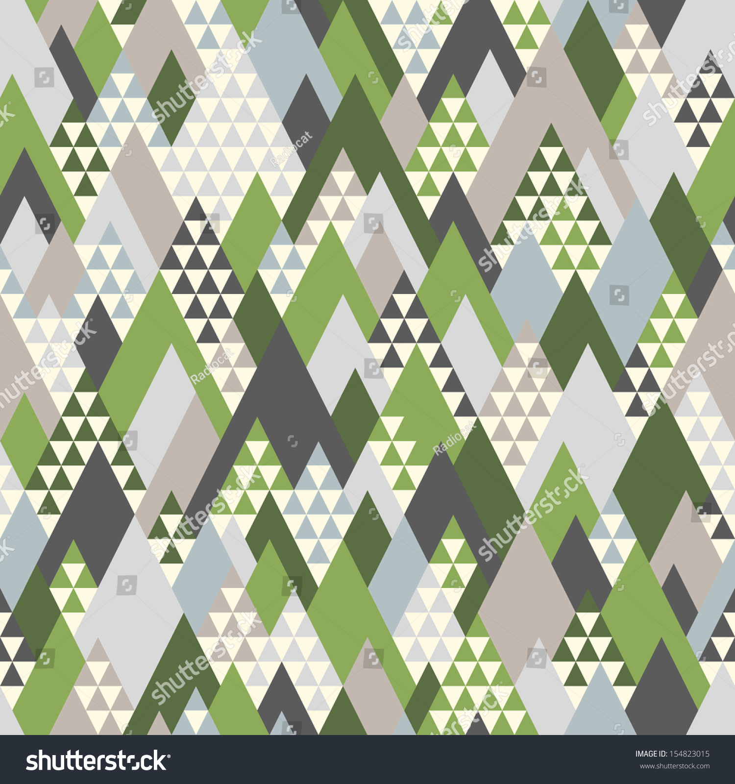 Seamless Pattern With Geometric Forest Mountains Stock Vector ...