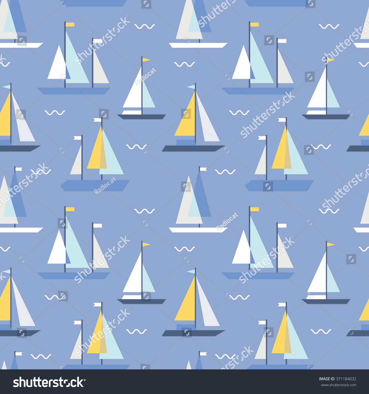 Seamless Pattern Geometric Sailing Boats 3 Stock Vector (Royalty Free ...