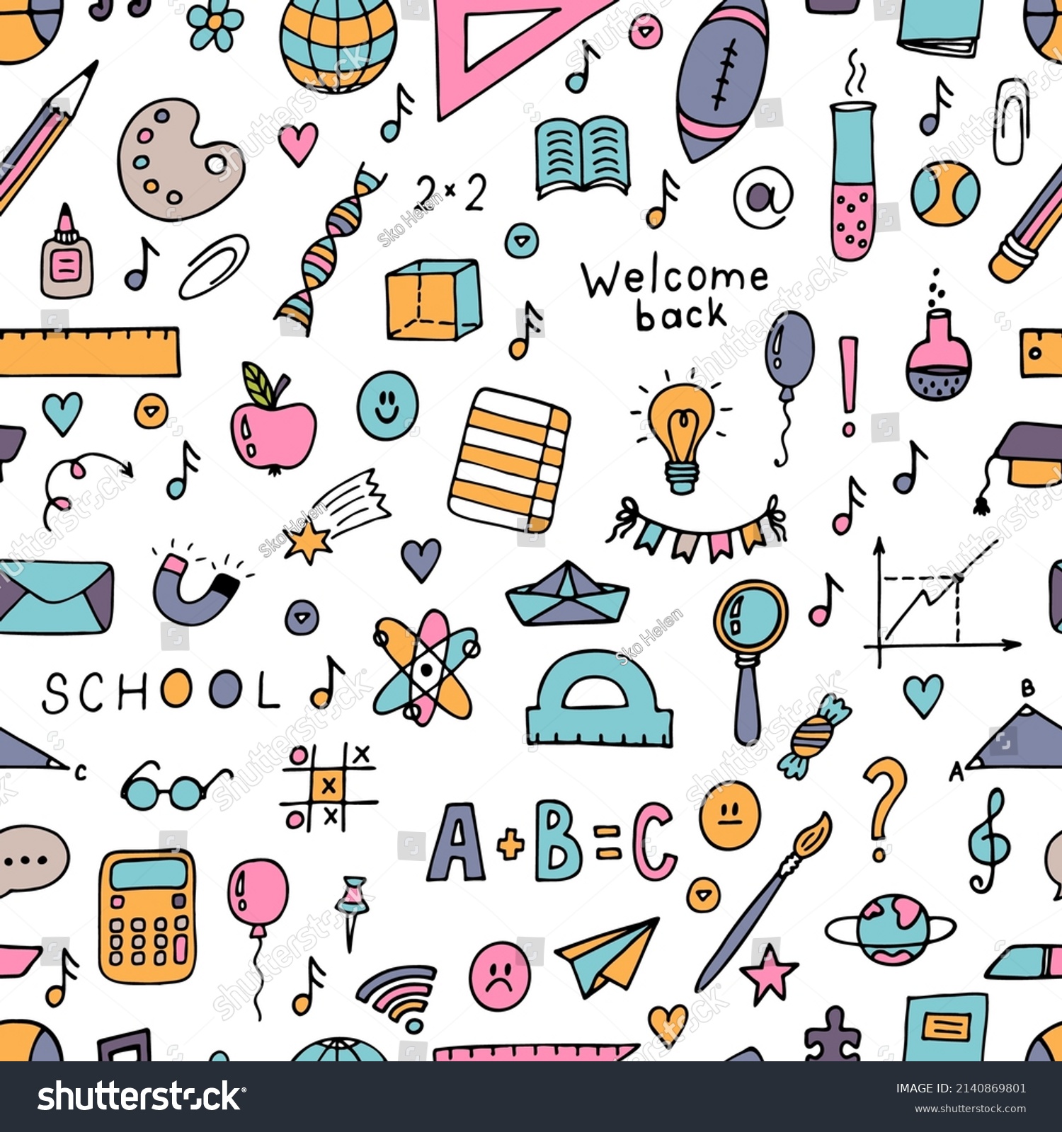 Seamless Pattern Hand Drawn School Design Stock Vector (Royalty Free ...