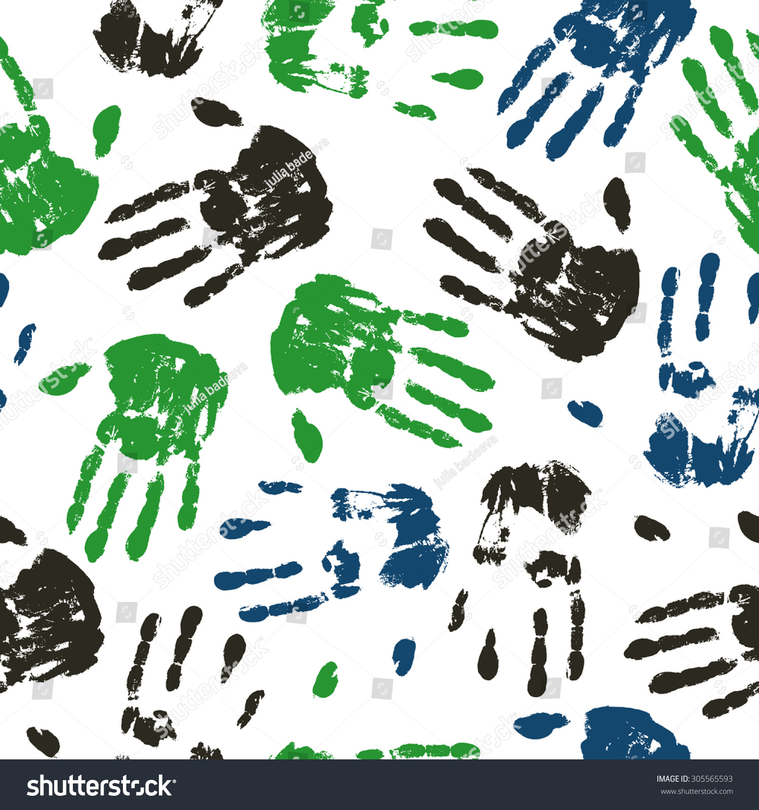 Seamless Pattern Hand Prints Vector Illustration Stock Vector (Royalty ...