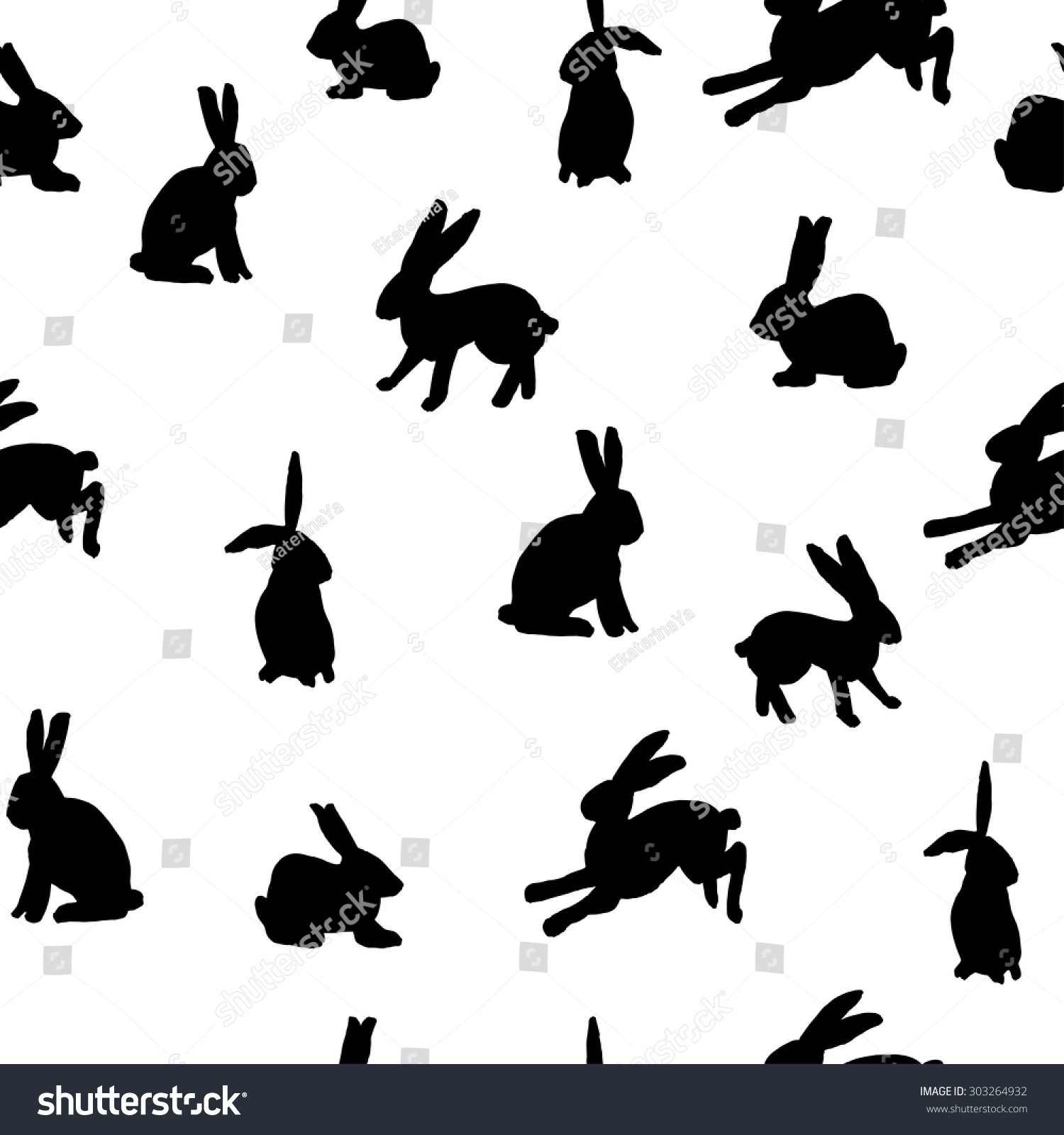 Seamless Pattern Hares Graphic Hand Drawn Stock Vector (Royalty Free ...