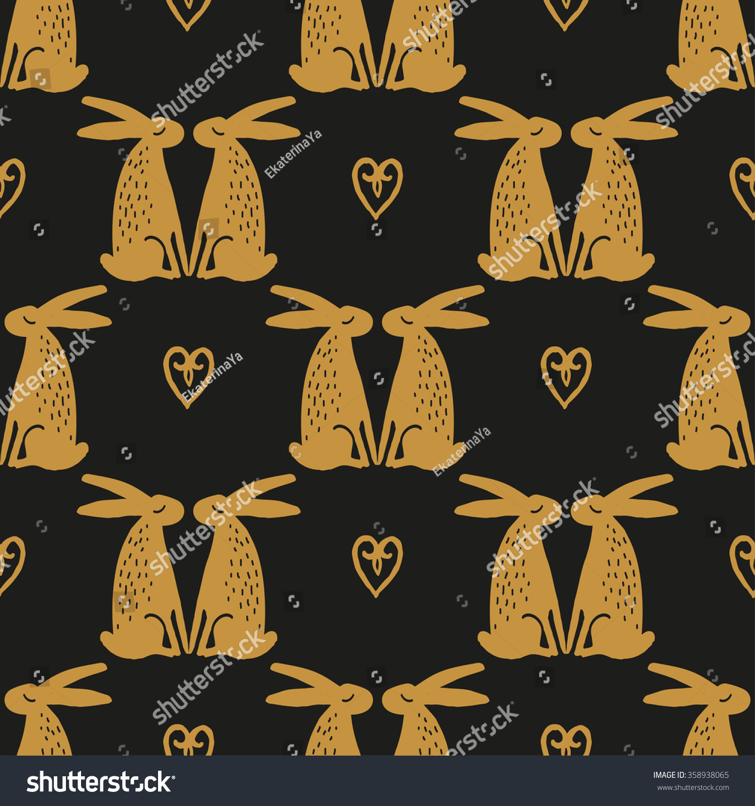 Seamless Pattern Hares Hand Drawn Background Stock Vector (Royalty Free ...