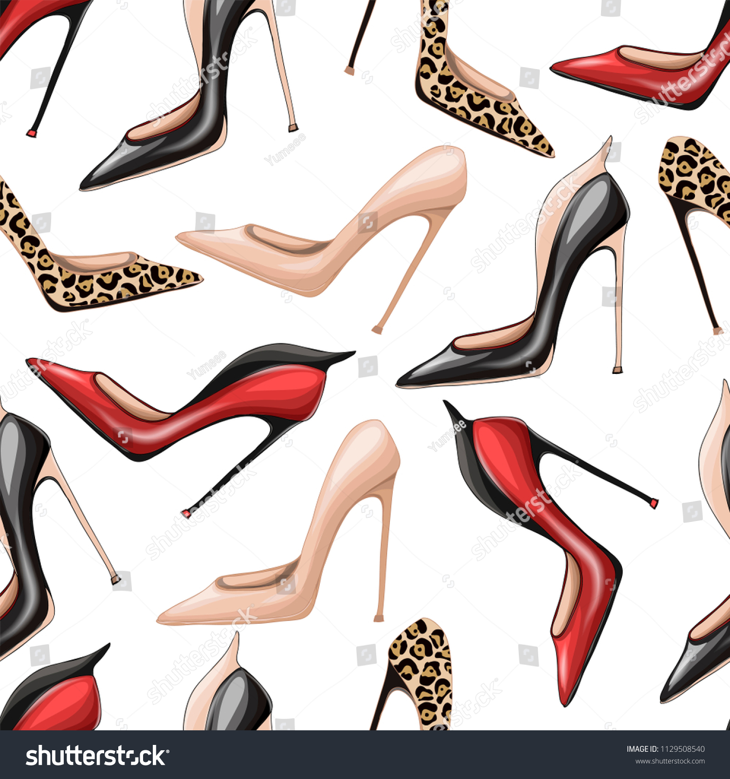 Seamless Pattern Highheeled Pump Shoes Vector Stock Vector (Royalty ...