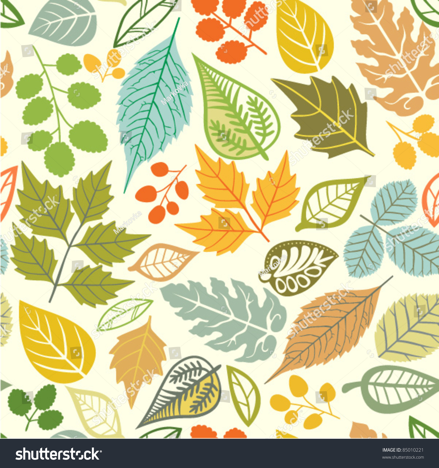Seamless Pattern Leaf Abstract Leaf Texture Stock Vector 85010221
