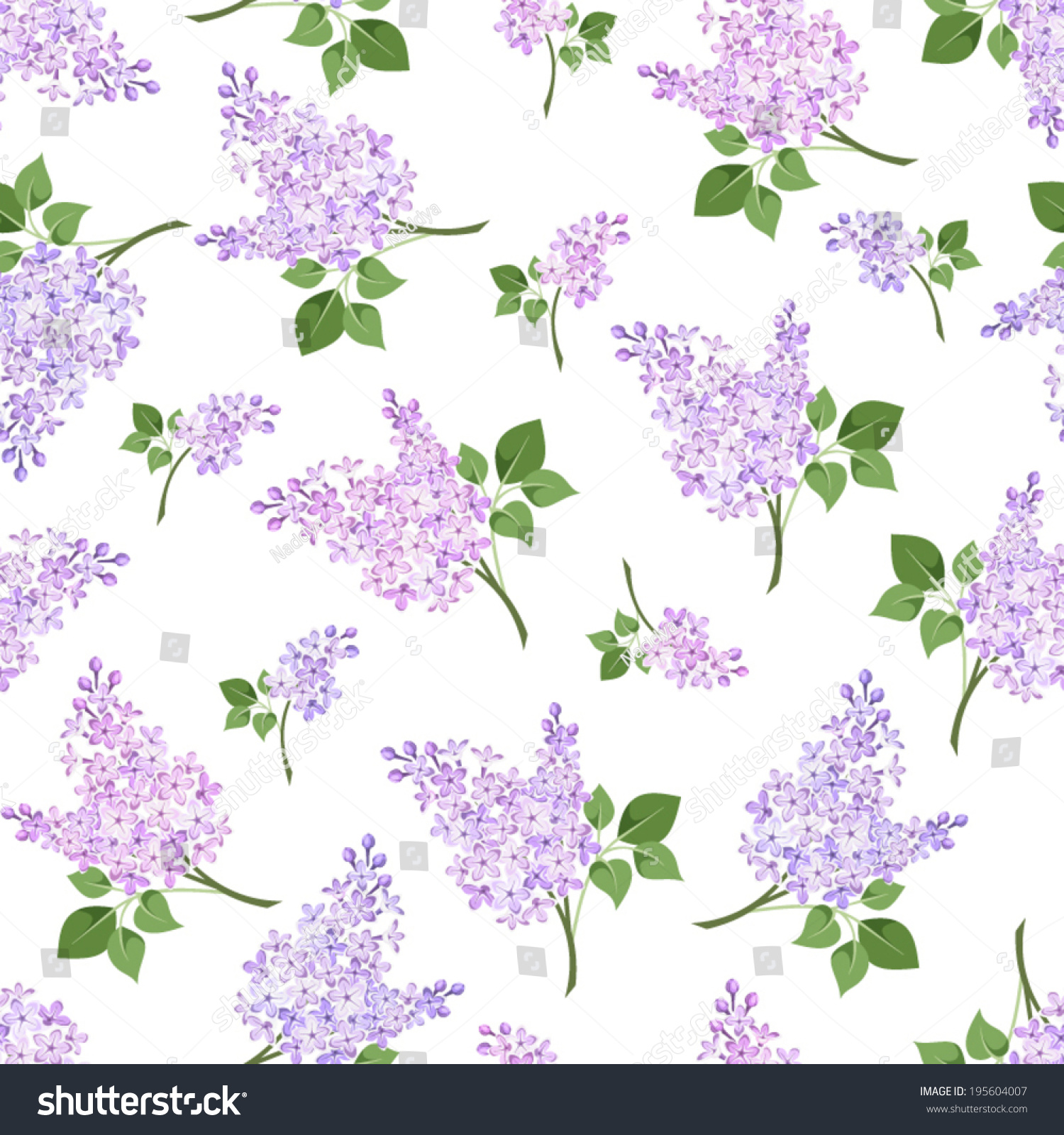 Seamless Pattern Lilac Flowers Vector Illustration Stock Vector ...