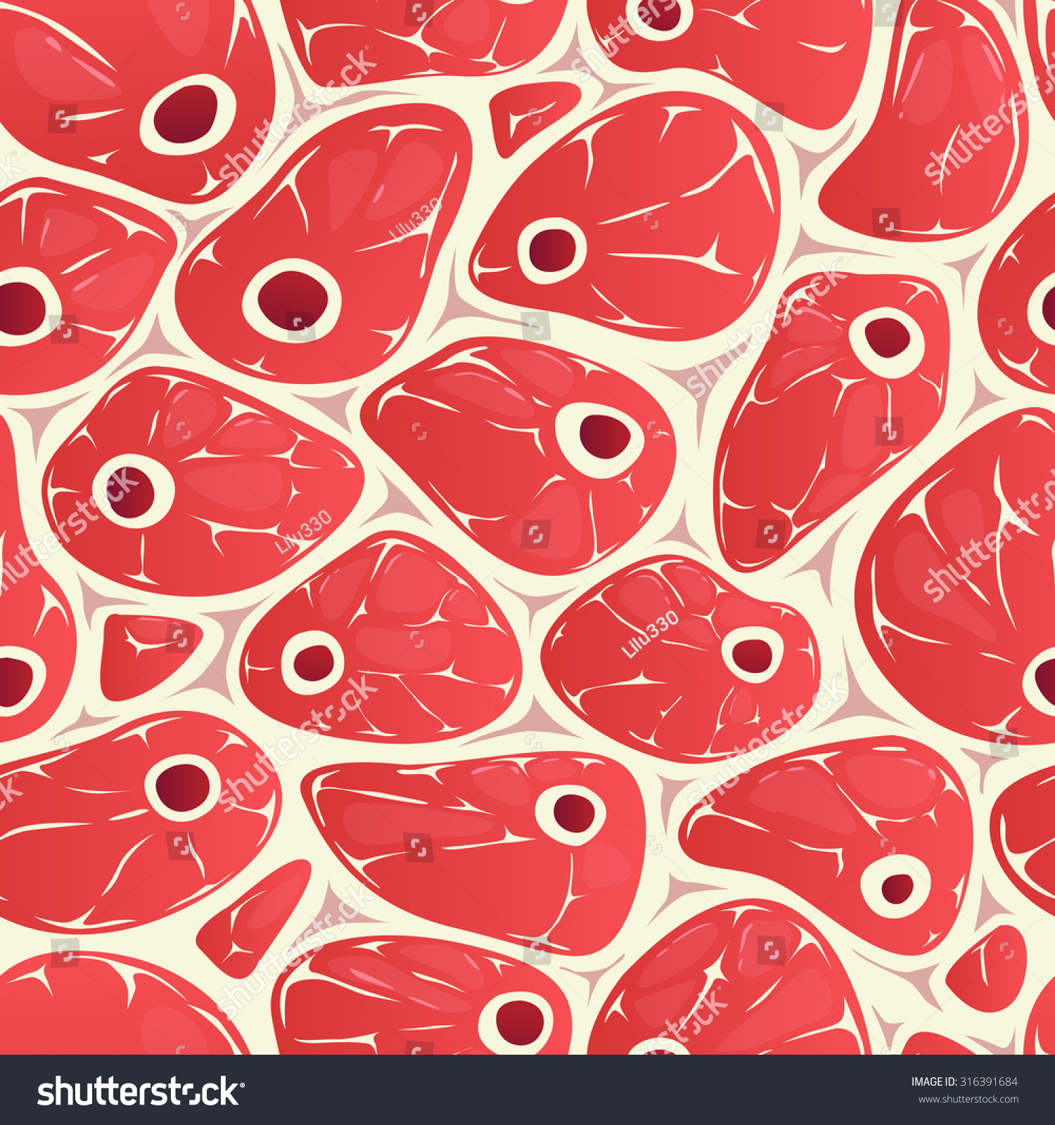 Seamless Pattern Meat Steaks Vector Food Stock Vector 316391684 ...