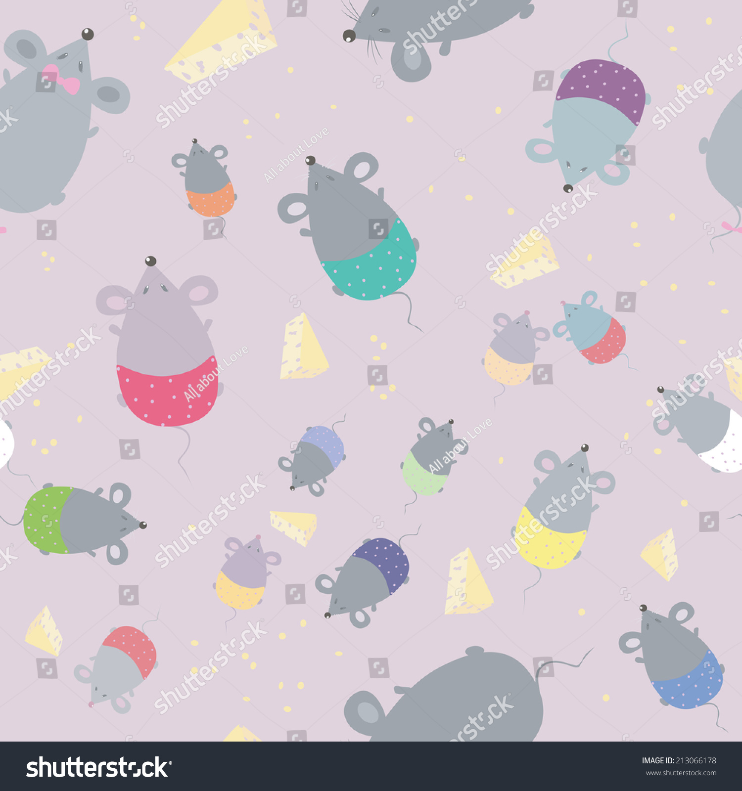 Seamless Pattern Mice Childrens Texture Cute Stock Vector 213066178 ...